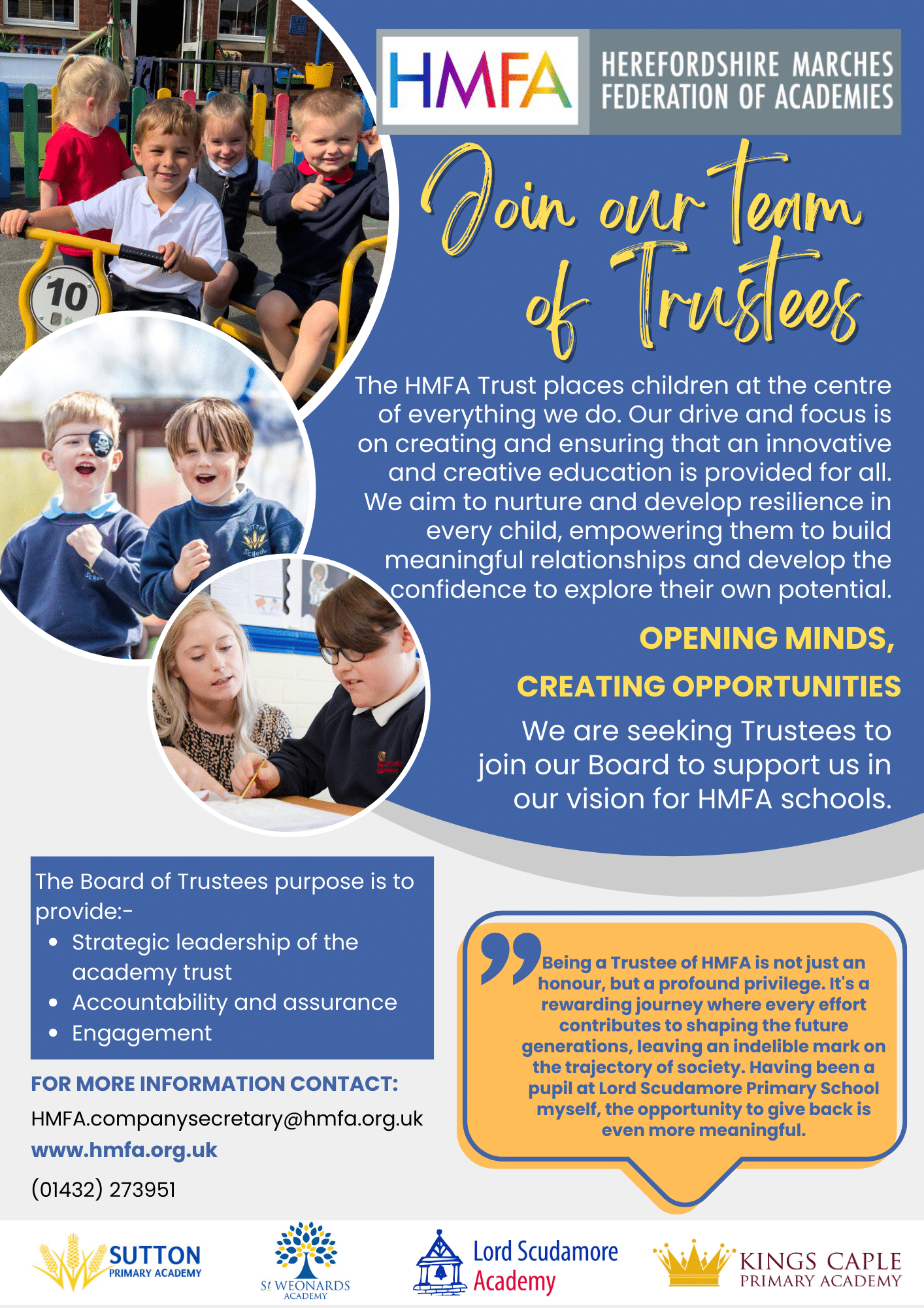 Become a Trustee at HMFA – Hereford Marches Federation of Academies